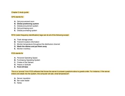 Purchasing Study Guide Chapter 2 Chapter 2 Study Guide Gps Stands