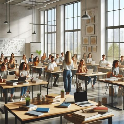 Premium Photo Students In A Classroom Realistic Photo Premium Photo Students In A Classroom Realistic Photo