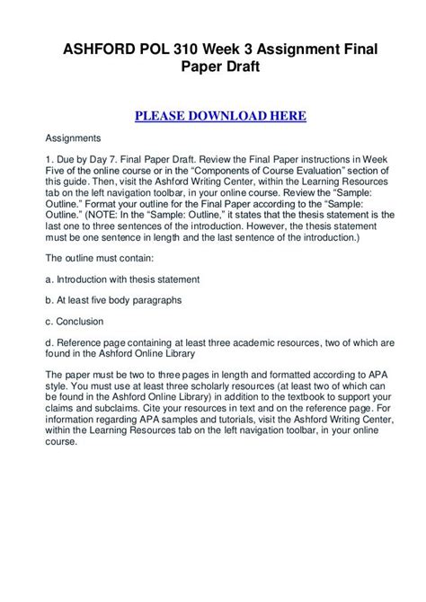 Ashford Pol 310 Week 3 Assignment Final Paper Draft