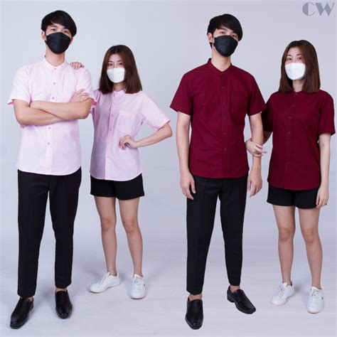 เสื้อเชิ้ต คอจีน แขนสั้น สีพื้น มีไซซ์ M L Xl Xxl ชาย หญิง 8สี Th