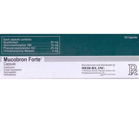 Mucobron Forte Guaifenesin Dextromethorphan Hydrobromide Phenylpropanolamine Hydrochloride