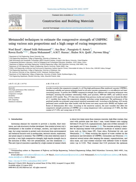 Metamodel Techniques To Estimate The Compressive Strength Of Uhpfrc Using Various Mix
