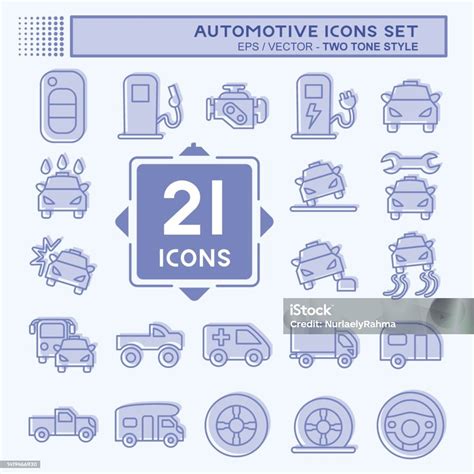 아이콘 세트 자동차 교육 기호에 적합합니다 두 가지 톤 스타일 편집 가능한 간단한 디자인 디자인 템플릿 벡터 간단한 그림 공장 산업 건물에 대한 스톡 벡터 아트 및 기타
