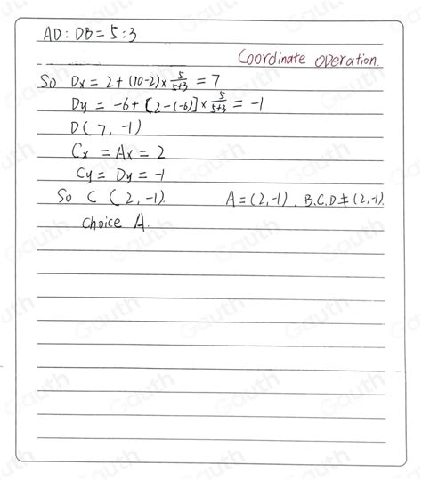 Solved In The Diagram Point D Divides Line Segment Ab In The Ratio Of