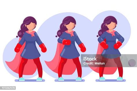 용감한 여주인공 강력한 슈퍼 히어로 아름다운 액션 소녀 현대 문자 여자 디자인 벡터 일러스트 권위에 대한 스톡 벡터 아트 및 기타 이미지 Istock