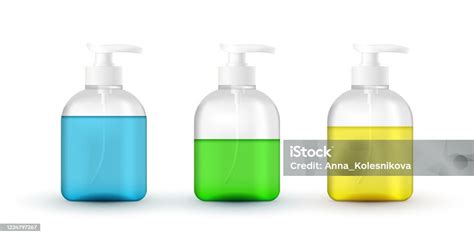 펌프와 액체 화장품 튜브의 세트 코로나 바이러스 손 보호 손 소독제 3d 현실적인 용기 손 세척 젤 펌프 디스펜서와 알코올 손 세척 젤 3차원 형태에 대한 스톡 벡터 아트