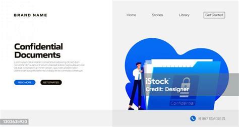 방문 페이지 템플릿 웹 사이트 배너 광고 및 마케팅 자료 온라인 광고 비즈니스 프리젠 테이션 등에 대한 기밀 문서 개념 벡터 일러스트레이션 It 지원에 대한 스톡 벡터 아트
