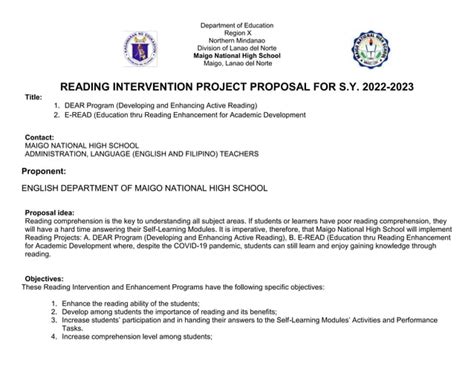 Reading Intervention Project Proposal 2022 Edited 2docx