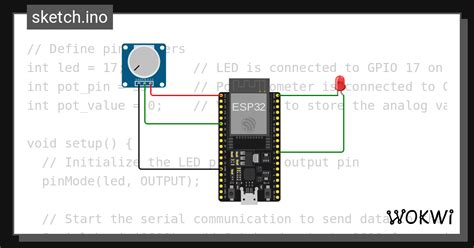 Analog To Pwm Control Brightness Of Led Using A Potentiometer Wokwi