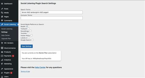 wordpress social listening plugin by santafecap codester