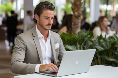 Premium Photo Modern Office Businessman Working On Computer Portrait