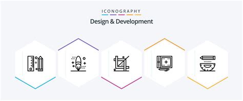 Design And Development 25 Line Icon Pack Including Development Coding