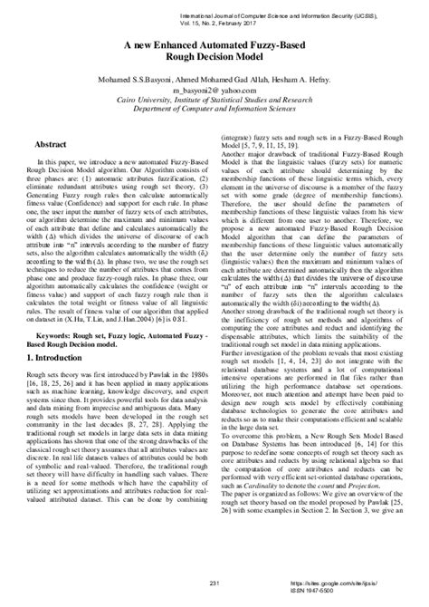 Pdf A New Enhanced Automated Fuzzy Based Rough Decision Model