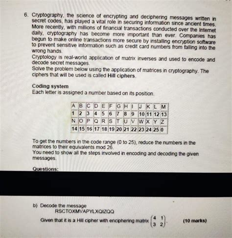 Solved 6 Cryptography The Science Of Encrypting And