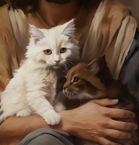 Jesus With Cats Christian Cat Art Print T For Cat Lover Owner People