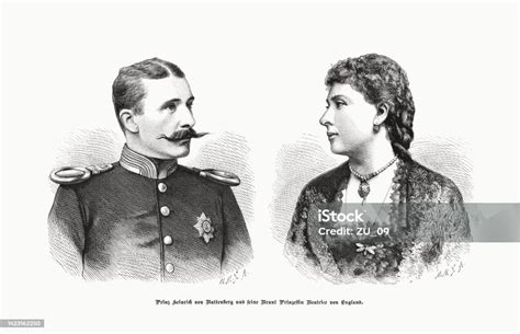 Prince And Princess Henry Of Battenberg Wood Engravings Published 1885 Stock Illustration
