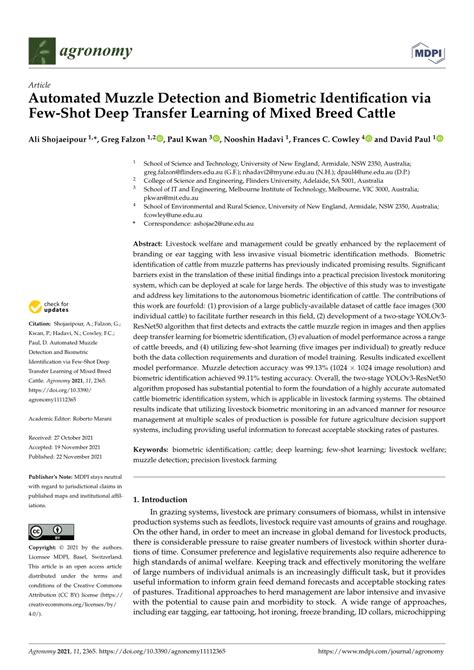 Pdf Automated Muzzle Detection And Biometric Identification Via Few Shot Deep Transfer