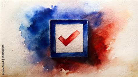 Watercolor Election Check Mark Representing Voting And Civic