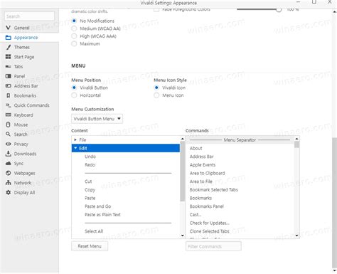 Vivaldi Allows Customizing Menus Snapshot 1921 3
