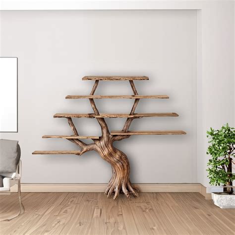 Tree Floating Bookshelf Art Bookcase Solid Wood Shelves On Wall Woodcarving For Home Decor Etsy