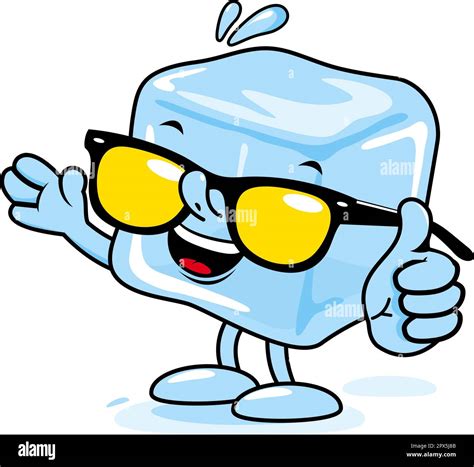 Ice Cube Character With Sunglasses Vector Illustration Stock Vector