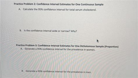 Practice Problem 2 Confidence Interval Estimates For