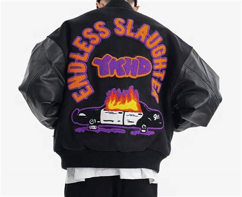 Ykhd Endless Slaughter Hip Hop Black Varsity Jacket Glj