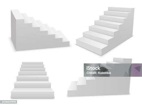 계단 3d 흰색 고립 된 사다리 계단 벡터 아키텍처 개념 계단에 대한 스톡 벡터 아트 및 기타 이미지 계단 흰색 배경 도시 경관 Istock