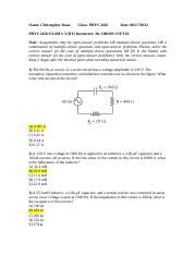 Exam Phys DY Doc Name Christopher Doan Class PHYS Date PHYS EXAM