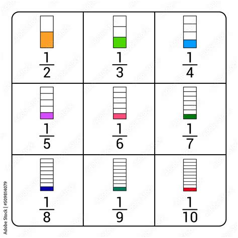 Equivalent Fractions Chart In Mathematics Stock Vector Adobe Stock