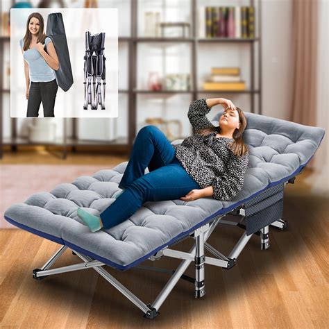 Ficisog Adults Folding Camping Cots 900lbs Double Layer Oxford Heavy Duty Folding Bed With