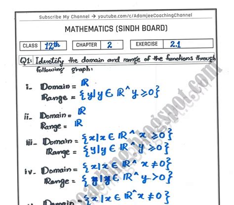 adamjee coaching functions and limits exercise 2 1 mathematics 12th