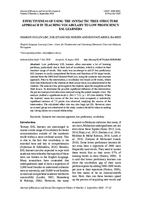 Pdf Syntactic Trees In Esl Vocabulary Teaching