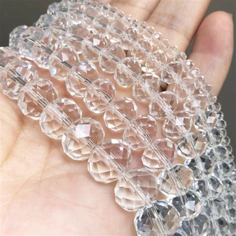천연면 처리 된 투명 크리스탈 유리 구슬 보석 만들기위한 느슨한 라운드 론델 비즈 Diy 팔찌 목걸이 4681012mm 15구슬 Aliexpress