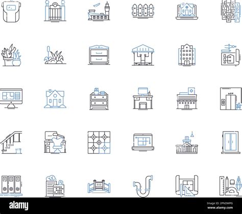 School Construction Line Icons Collection Blueprint Foundation Concrete Framing Steel