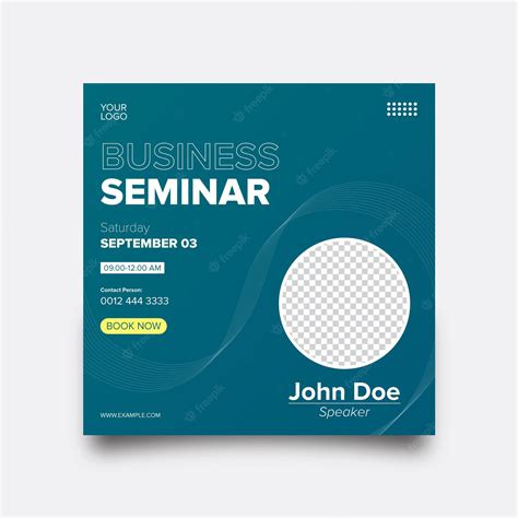 비즈니스 세미나 포스터 디자인 소셜 미디어 배경 프리미엄 벡터