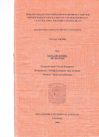 Perancangan Dan Implementasi Proxy Server Menggunakan Linux Ubuntu 710 Server Di Ict Center Smk