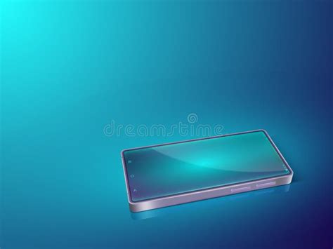 Smartphone On Table Digital Blue Phone Mobile Cellphone Concept Touch Screen Device In Dark