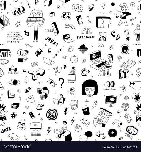 Programming Computer Technology Seamless Vector Image