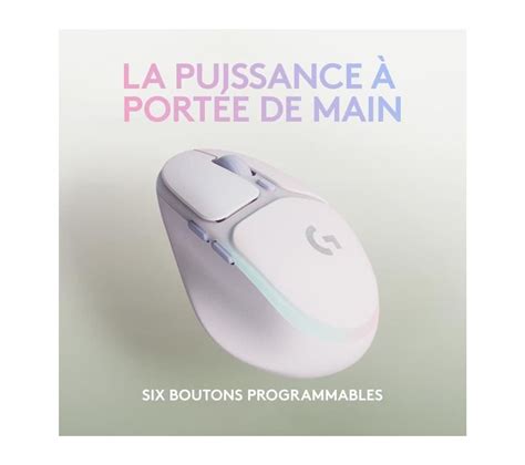 Souris Gaming Sans Fil G Éclairage Rvb Lightsync Bluetooth Légere White Mist Souris BUT