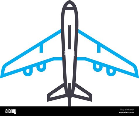 Aircraft Vector Thin Line Stroke Icon Aircraft Outline Illustration Linear Sign Symbol