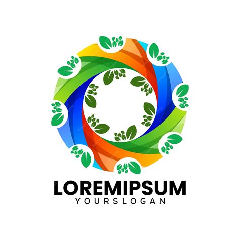 Premium Vector Circle Leaf Colorful Icon Logo Design