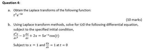 Solved Question A Obtain The Laplace Transforms Of The Chegg