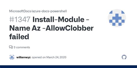 Install Module Name Az Allowclobber Failed · Issue 1347