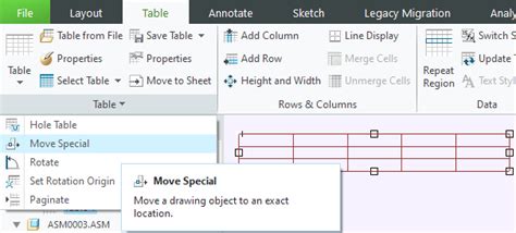 solved align table in drawings ptc community