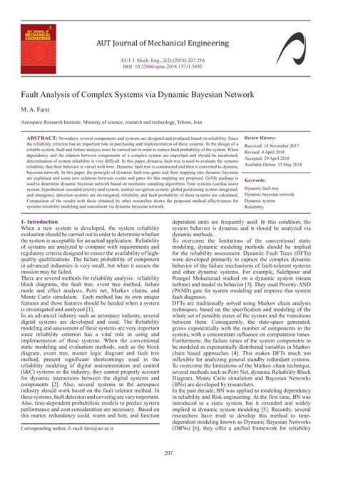Pdf Fault Analysis Of Complex Systems Via Dynamic Bayesian Network