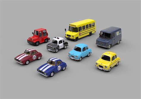 Cartoon Car Pack 3d Model Cgtrader
