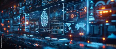 Futuristic Digital Interface With Data Visualizations Graphs And