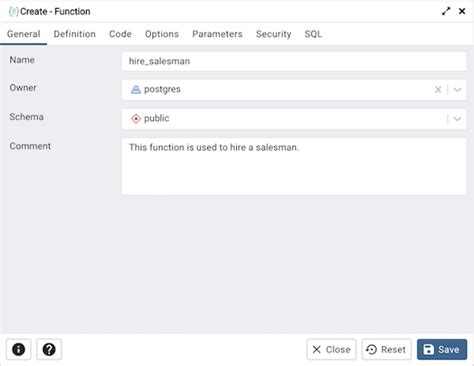 Function Dialog PgAdmin 4 8 14 Documentation