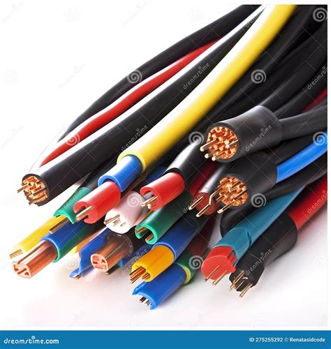 A Lot Of Electricity Cables In A Stack On A White Background Stock